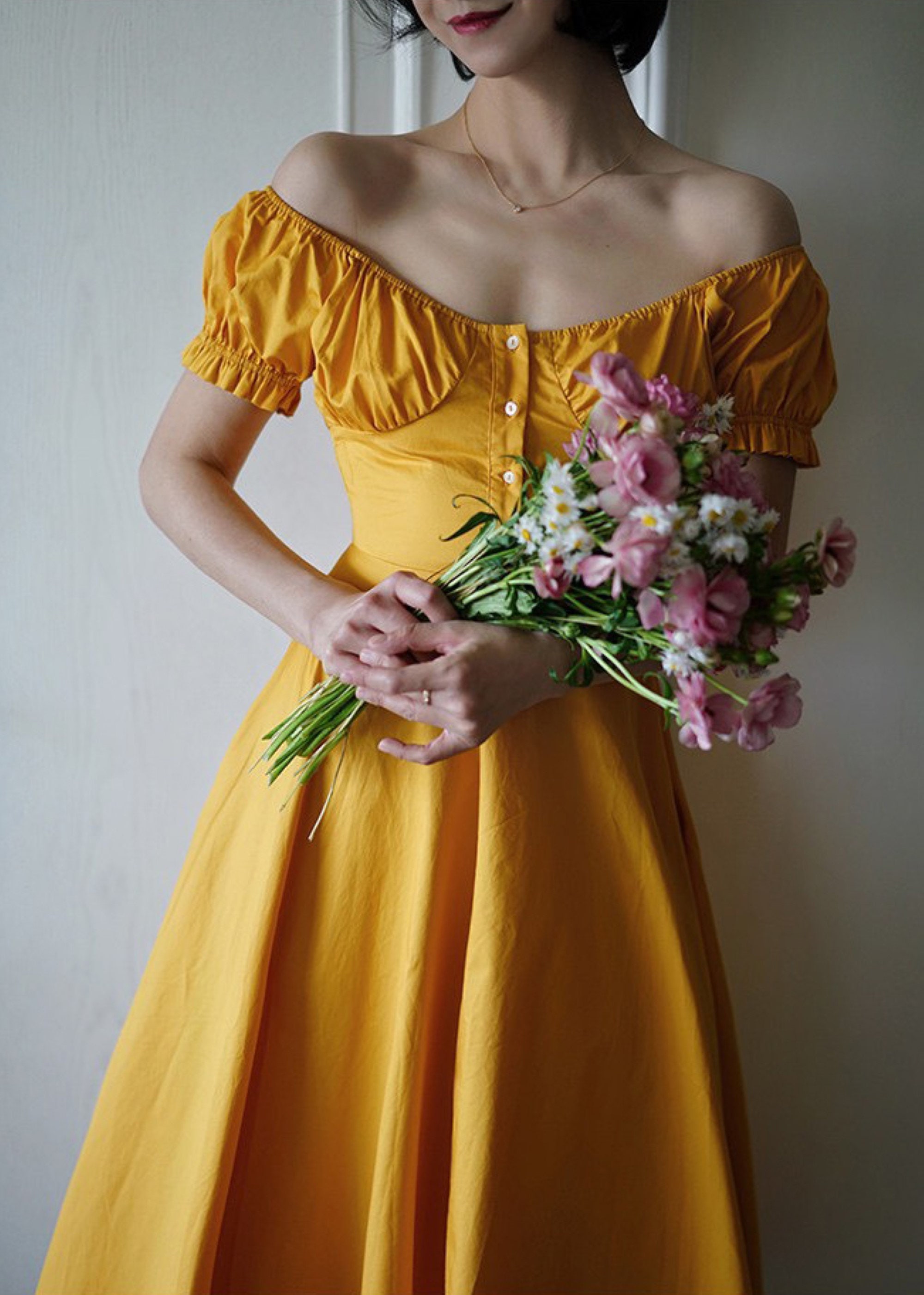 Milkmaid Style Dress Flax Dress Mustard Dress Vintage - Etsy