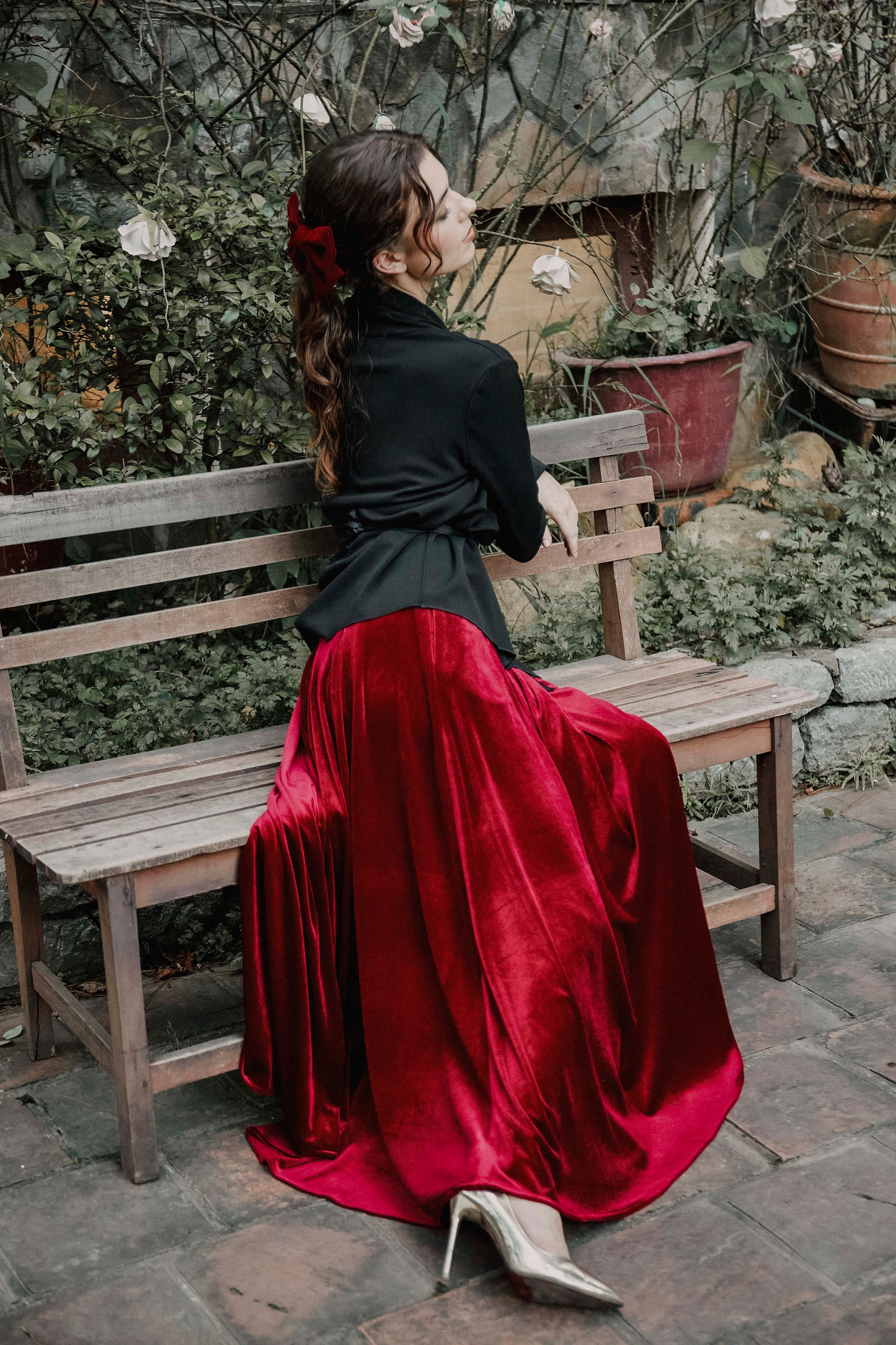 Velvet Maxi Skirt - High Waisted Skirt - Velvet Clothing Velvet Maxi Skirt - High Waisted Skirt - Velvet Clothing