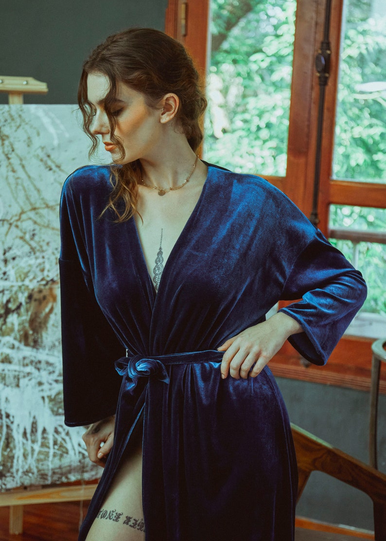 Emerald Green Long Velvet Robe / Long Robe / Velvet Bridesmaid - Etsy