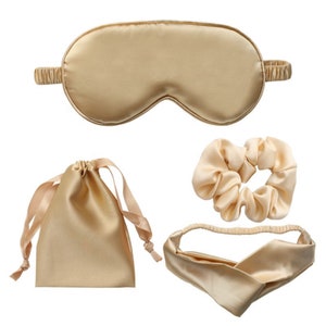 3 Piece Set Sleep Mask and Hair Accessories With Pouch / Silk Gift Set ...