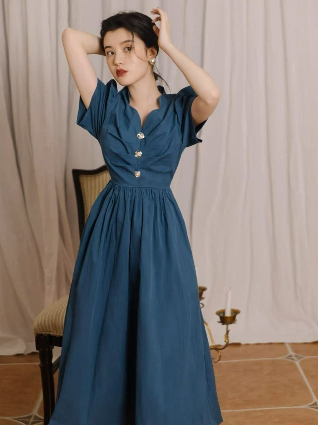 Flax Dress Vintage Linen Dress Midi Dress Linen Dress - Etsy