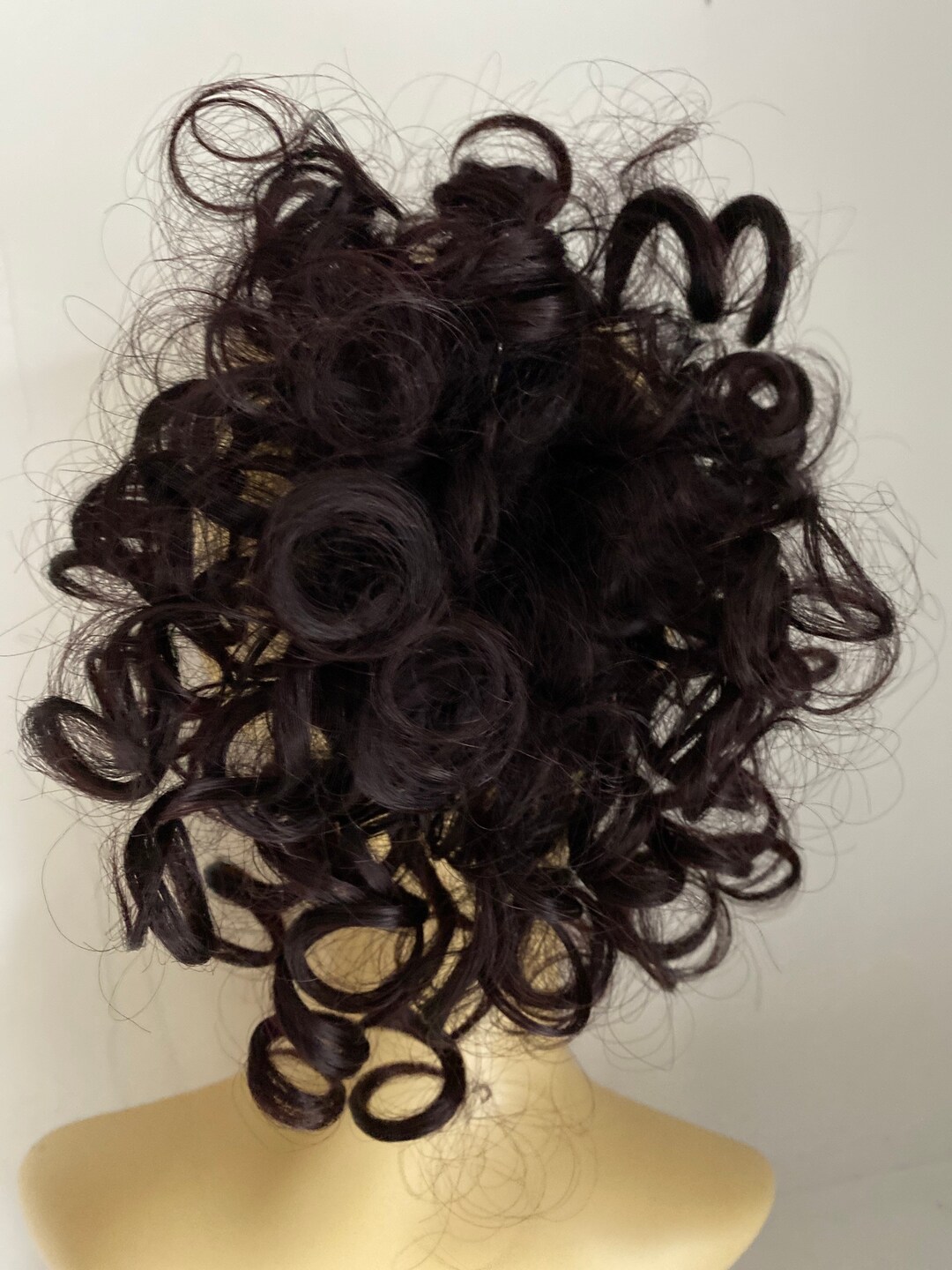 Black / Plum Spanish Curl 1B/99J Hair Scrunchie in Human Hair Mix With ...