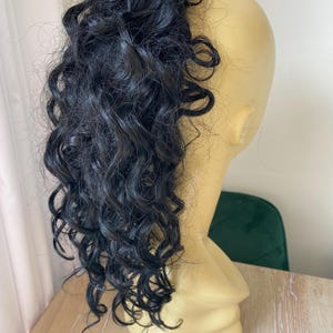 Black (1 )mix Human and Premium Hair Scrunchie Hairpiece Ponytail ...