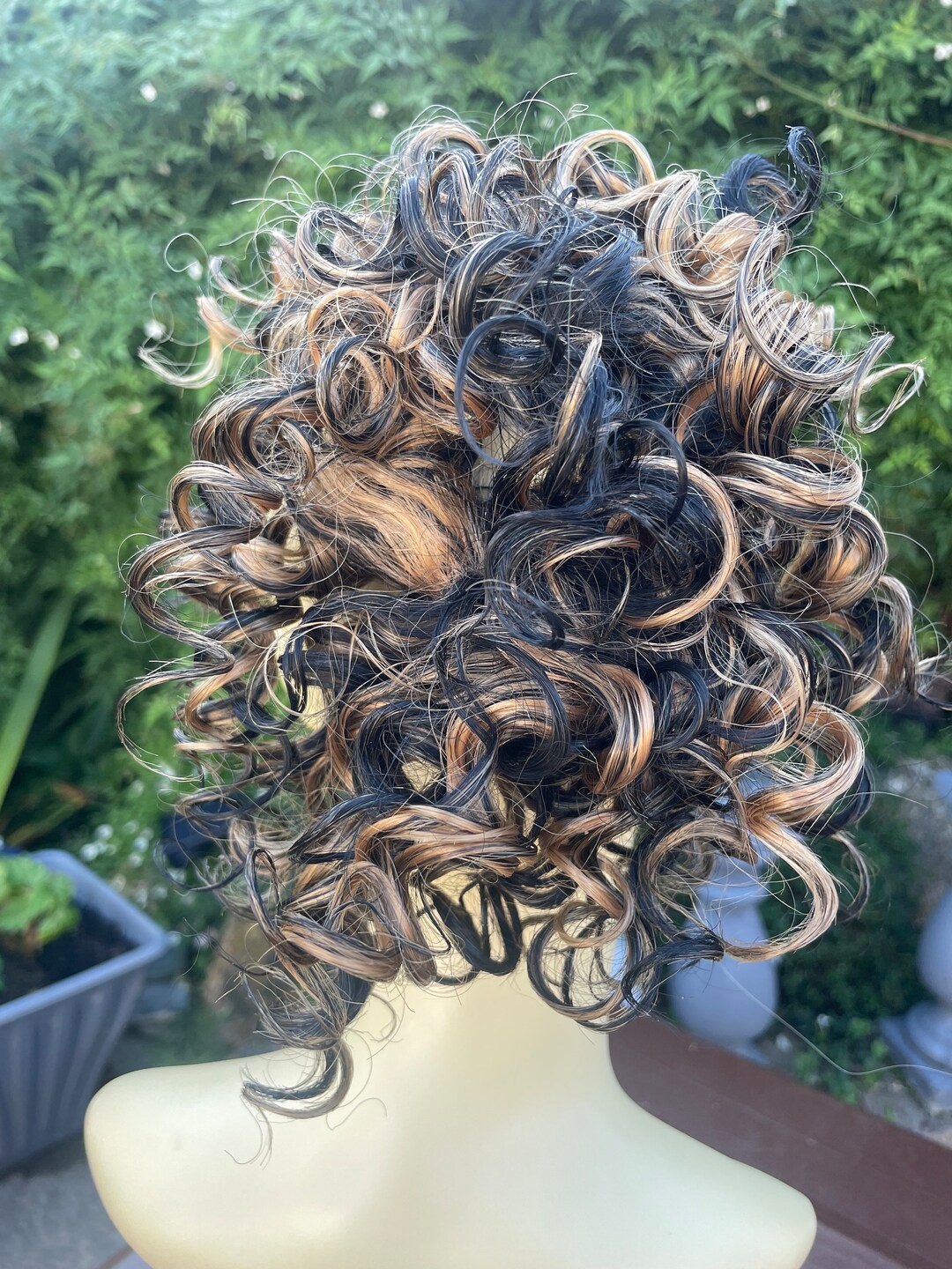 Black With Golden Highlights (1b/27)deep Curl Hair Scrunchie in Human ...