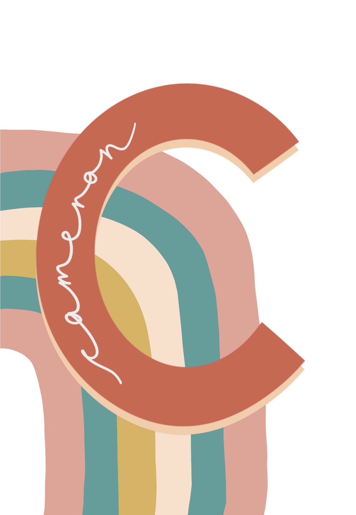 Set of 2 Boho Rainbow Print With Letter Letter Print - Etsy