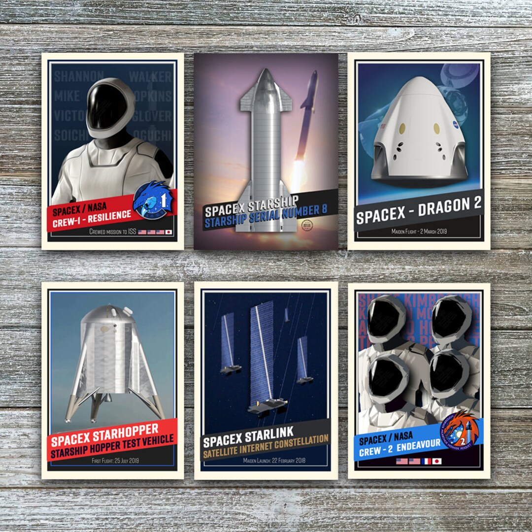 Spacex Baseball Card Bundle of 6 Cards - Etsy