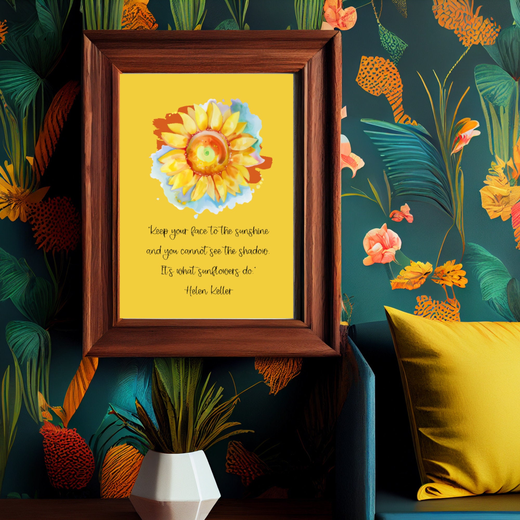 Sunflower Quote Print: Helen Keller Inspirational Wall Art (digital ...