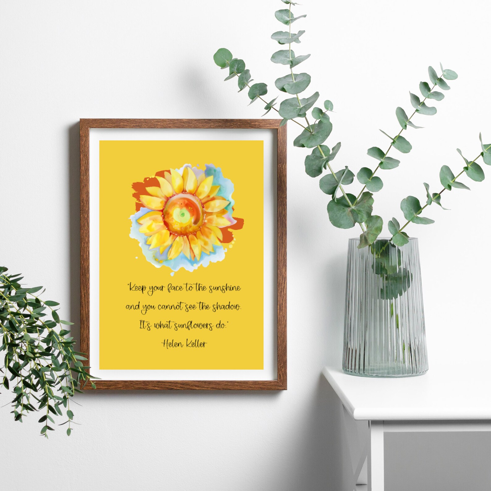 Sunflower Quote Print: Helen Keller Inspirational Wall Art (digital ...