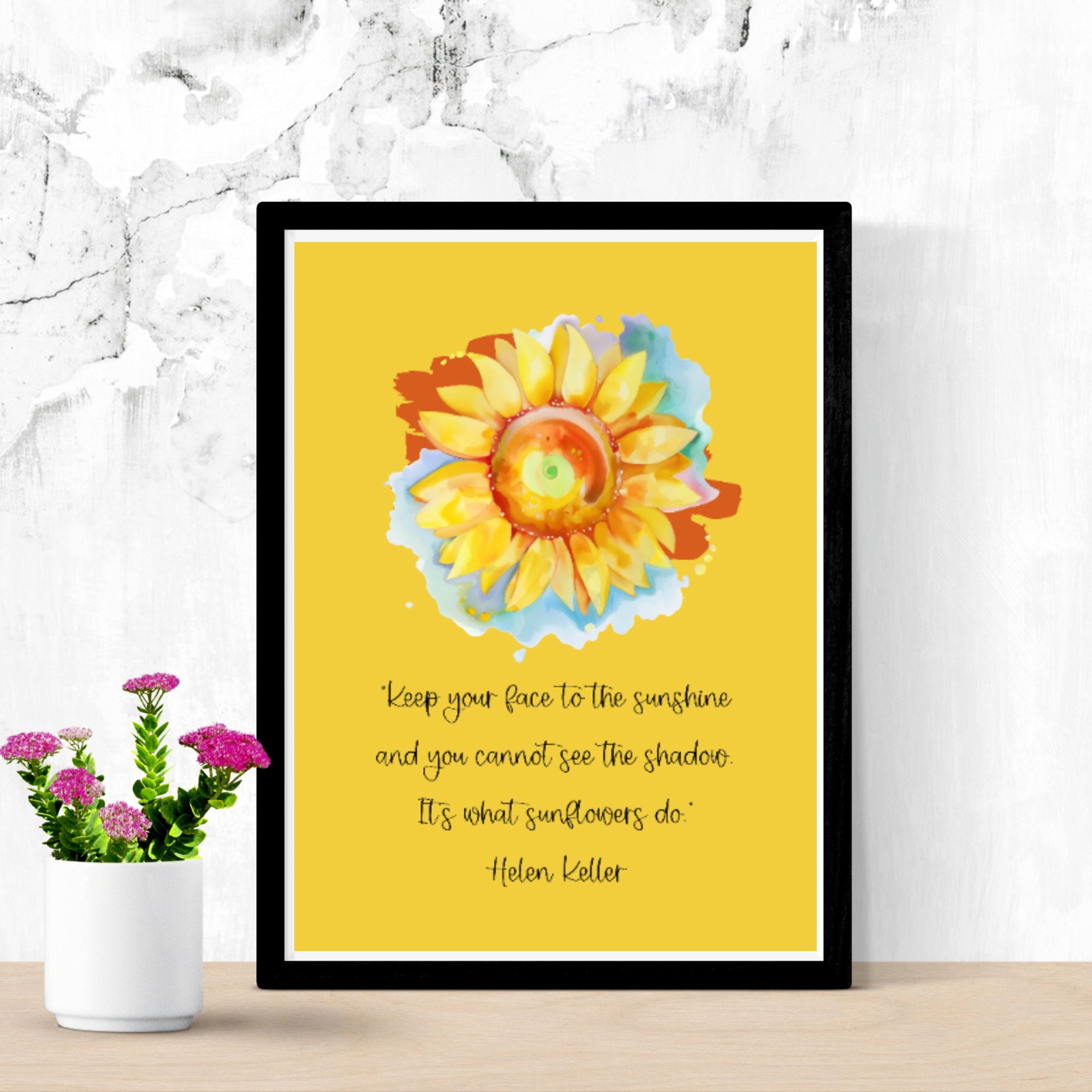 Sunflower Quote Print: Helen Keller Inspirational Wall Art (digital ...