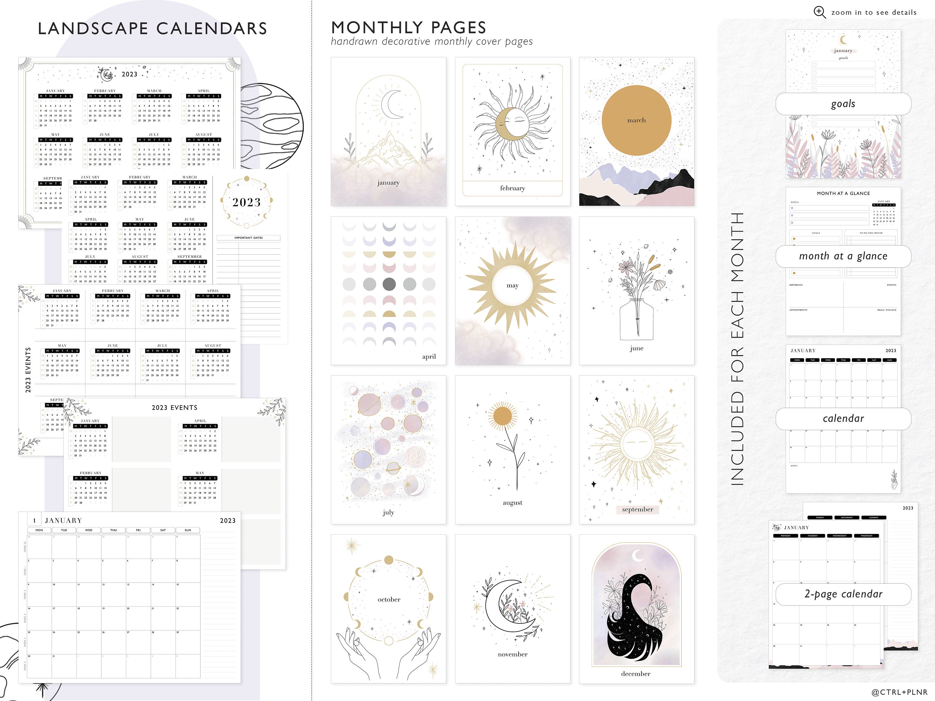 2023 CELESTIAL PLANNER Printable Planners Digital Insert Bullet Journal ...