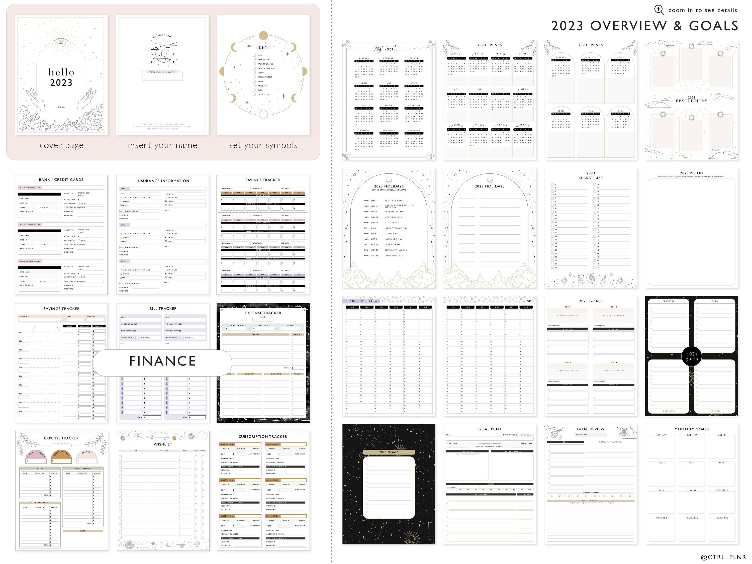 2023 CELESTIAL PLANNER Printable Planners Digital Insert Bullet Journal ...