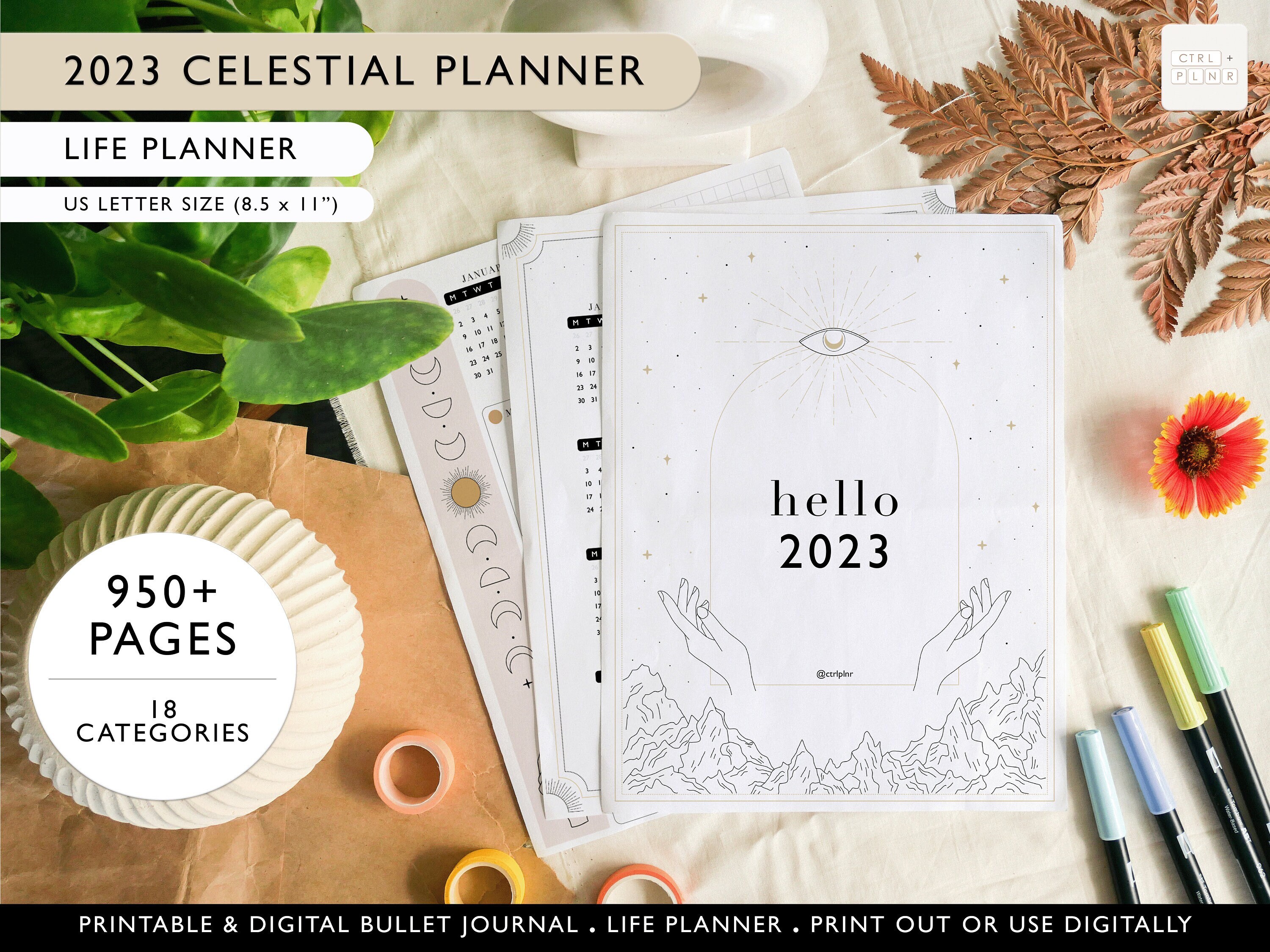 2023 CELESTIAL PLANNER Printable Planners Digital Insert Bullet Journal ...