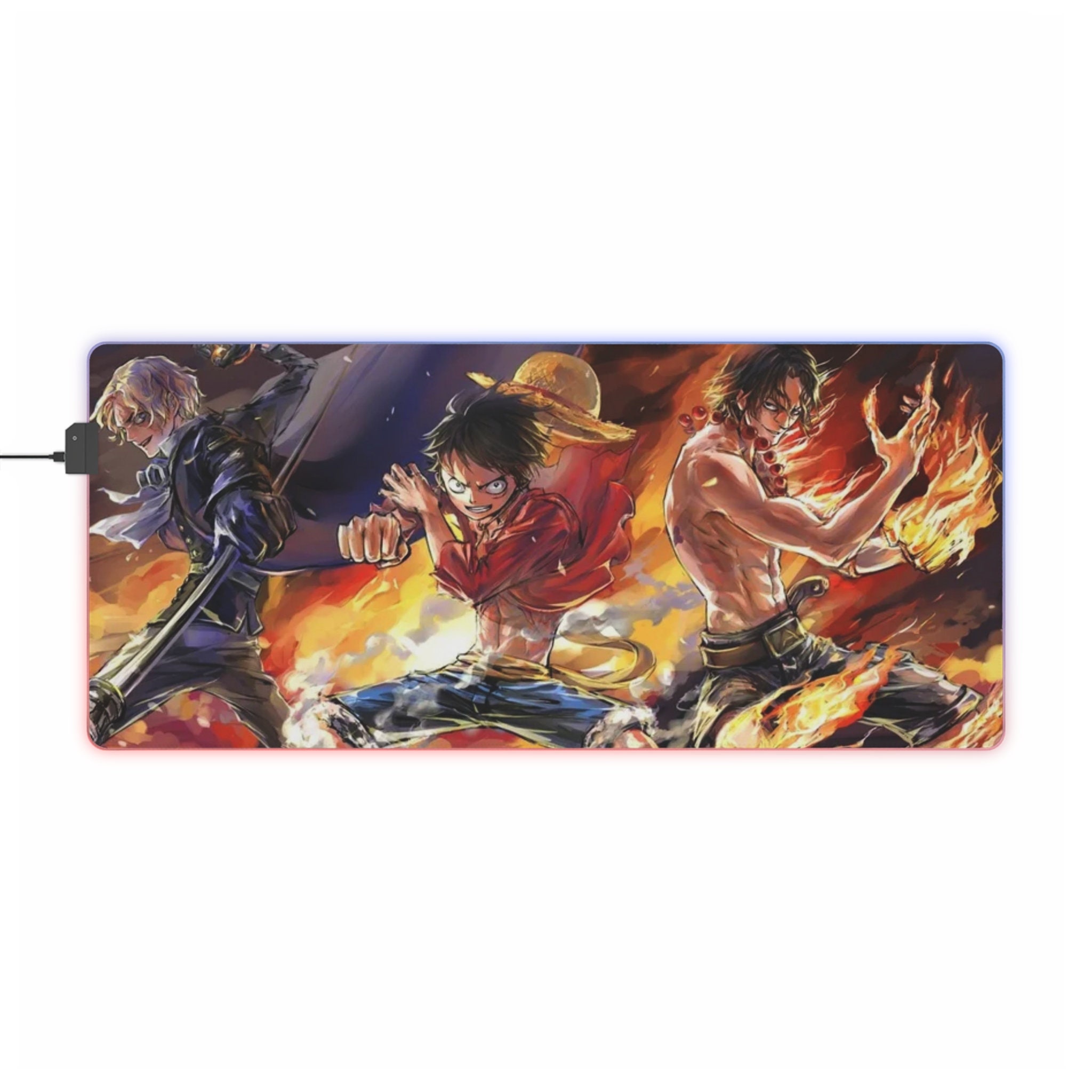 Luffy Ace One Piece Pirate Sabo LED Mousepad LED Gaming - Etsy