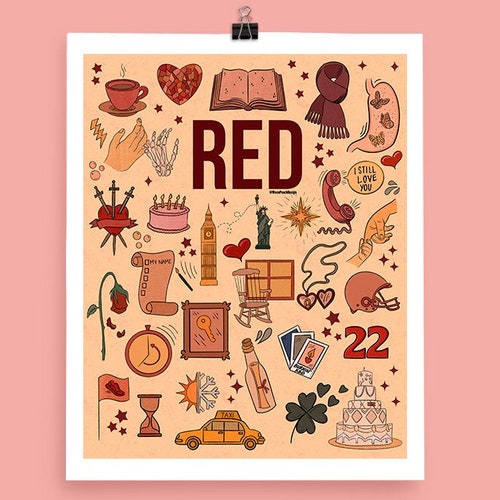 Red Icons Poster Taylor's Version - Etsy