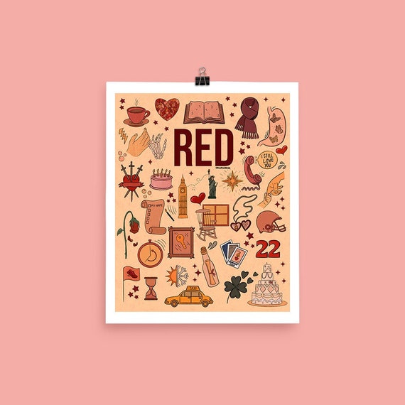 Red Icons Poster Taylor's Version | Etsy