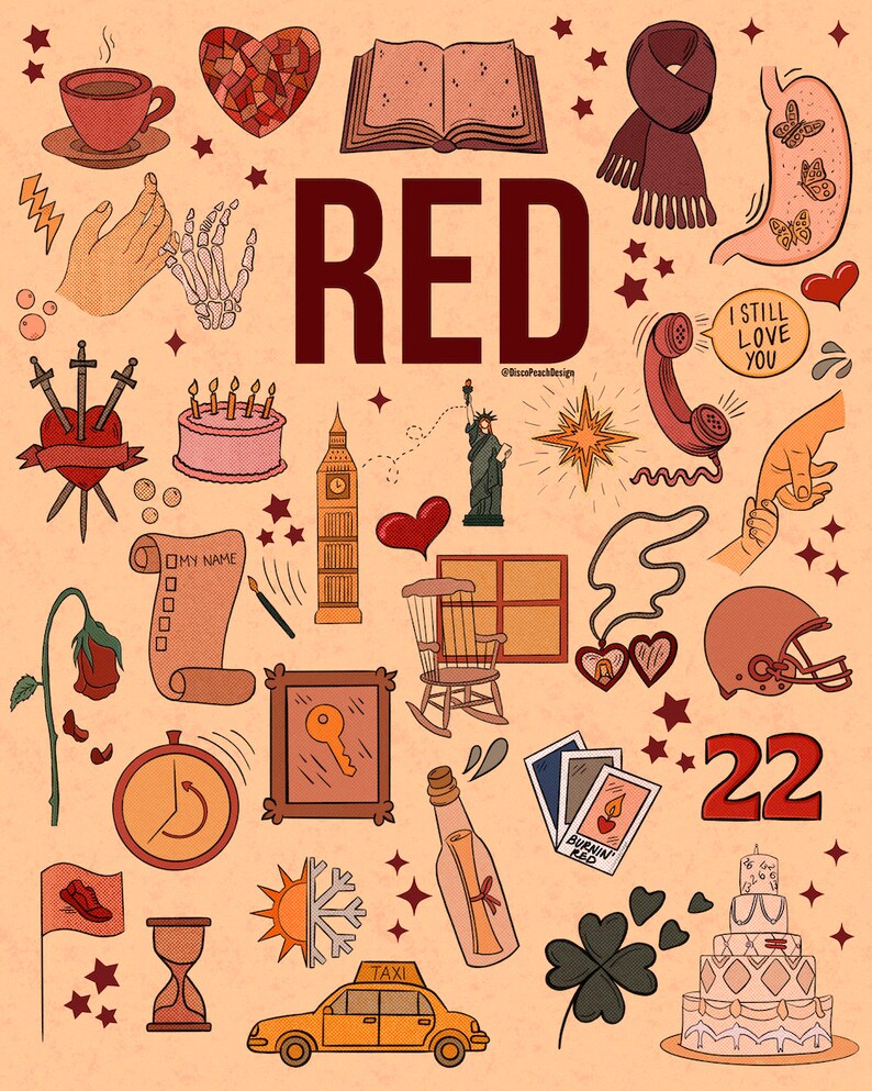 Red Icons Poster Taylor's Version | Etsy