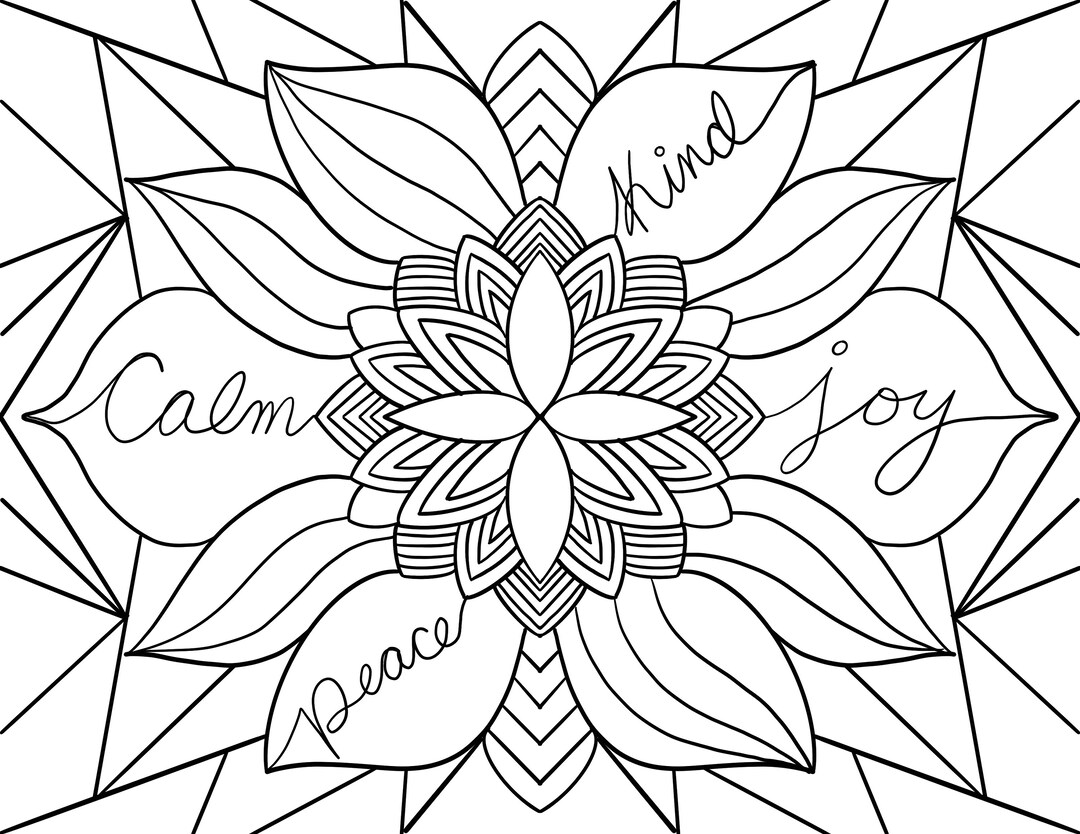 Calm Flower Coloring Page - Etsy