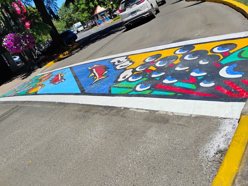 Ashland, OR Crosswalk Artwork Printable PDF “walking Upstream.” - Etsy