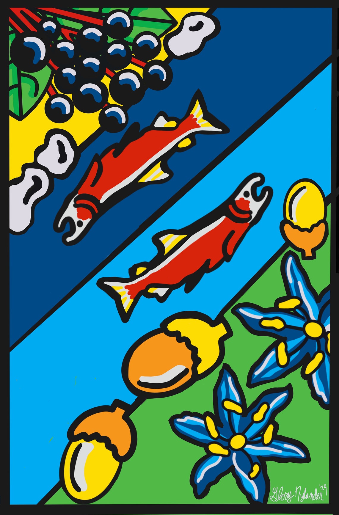 Ashland, OR Crosswalk Artwork Printable PDF “walking Upstream.” - Etsy