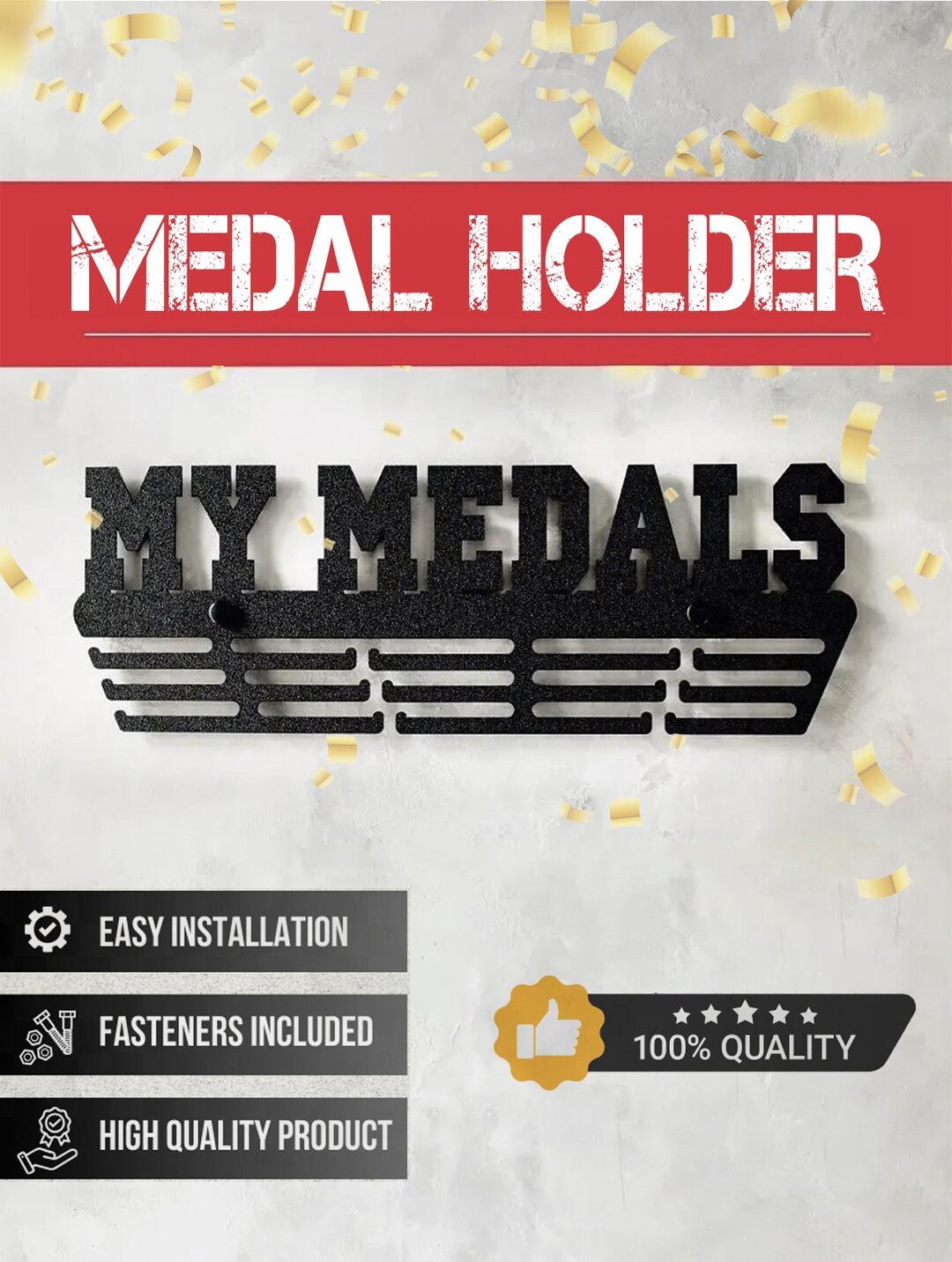 Athlete Medal Display, Running Medal Holder, Wall-mounted Medal Rack ...