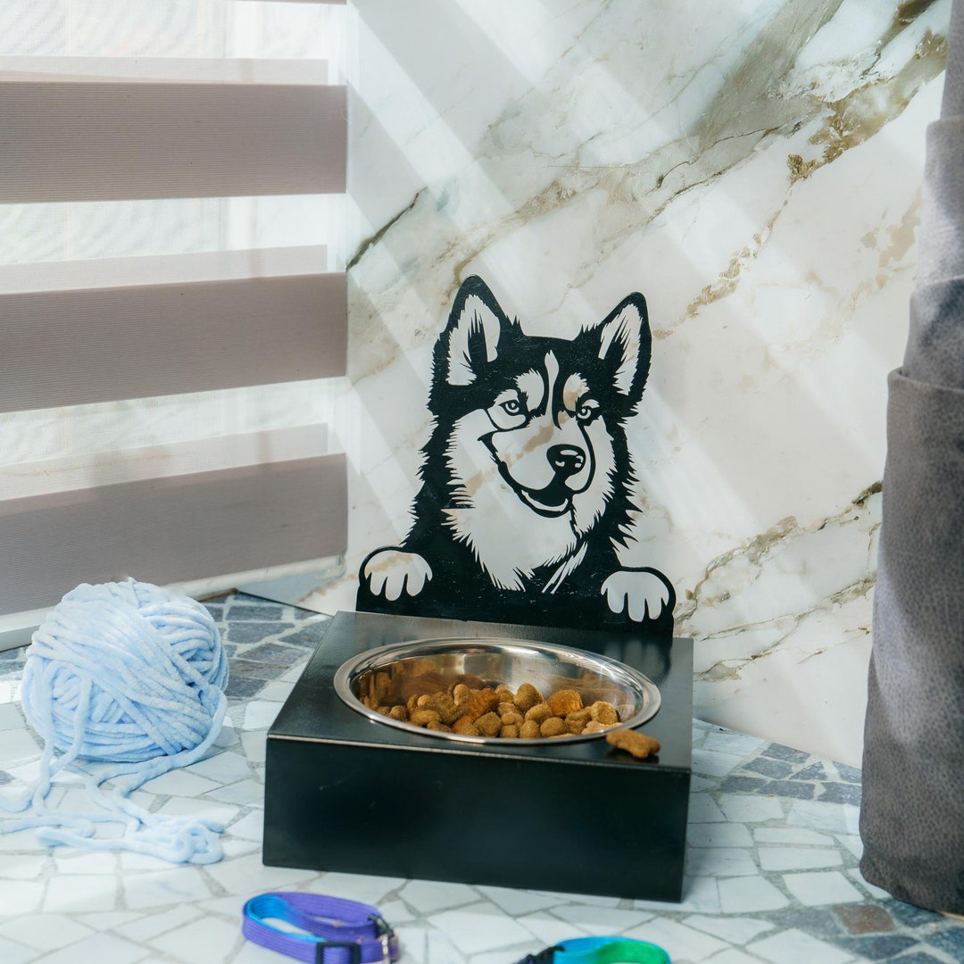 Husky Dog Bowl Stand, Single Raised Pet Feeder, Elevated Food Bowl for ...