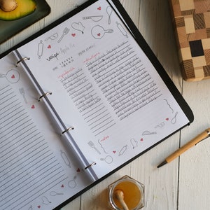 Floral Recipe Binder With Inserts Family Blank Recipe Book and Holder ...