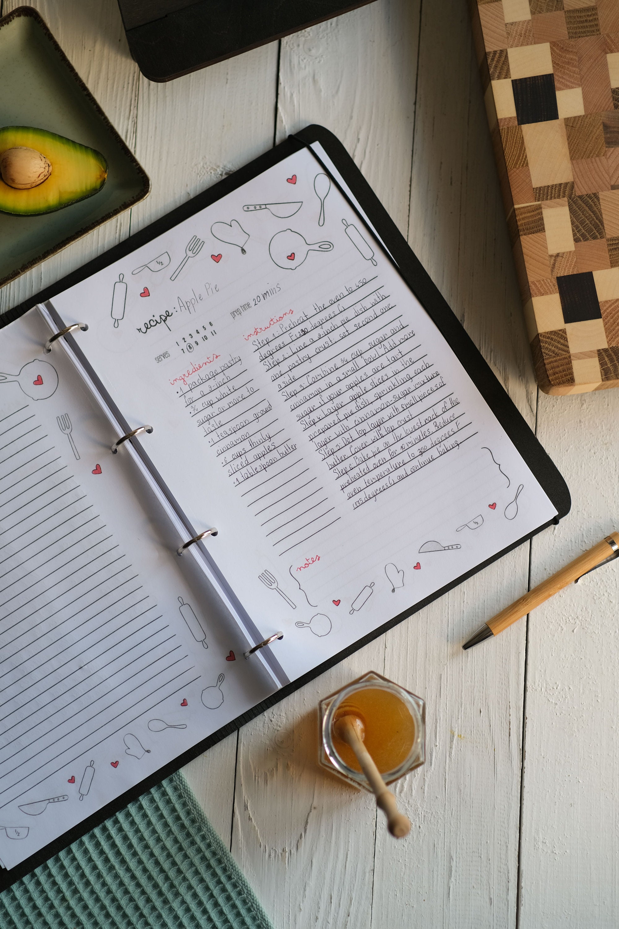 Recipe Book Binder With Stand, Blank Recipe Notebook, Cooking Journal ...