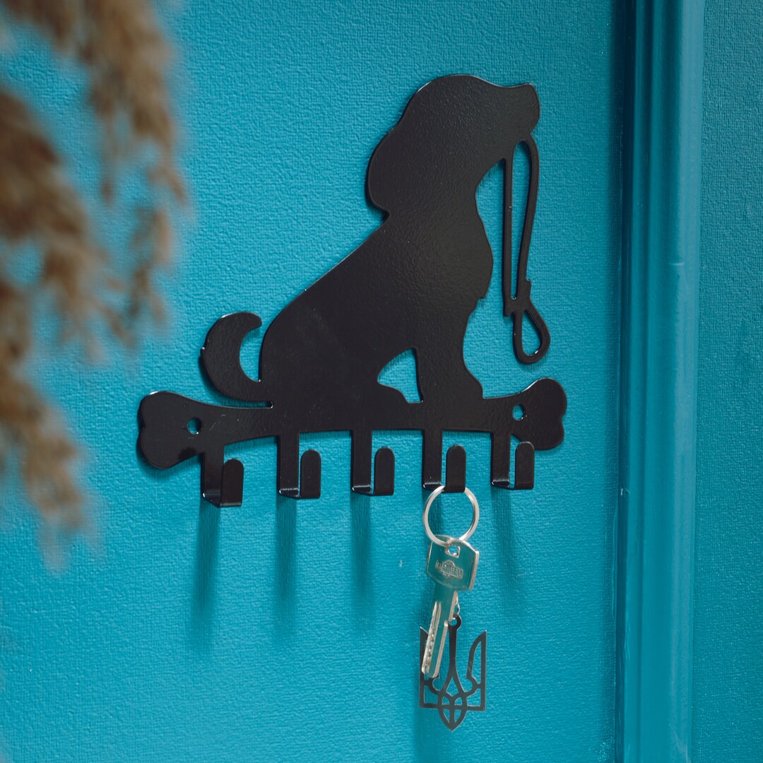 Personalized Metal Puppy Key Holder, Wall Mounted Dog Key Hook, Wall ...