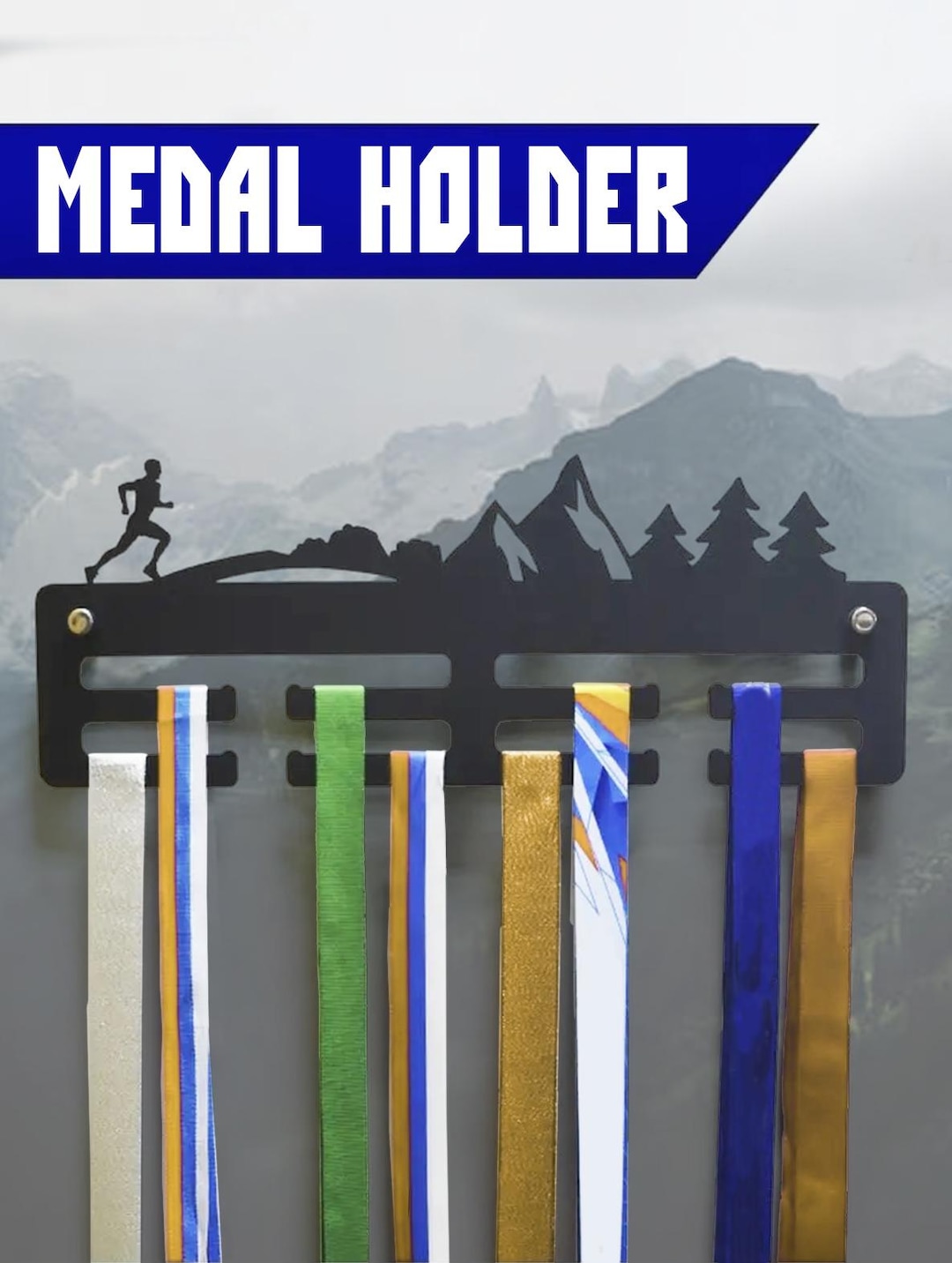 Running Medal Display, Marathon Medal Rack, Jogging Trophy Hanger, Race ...