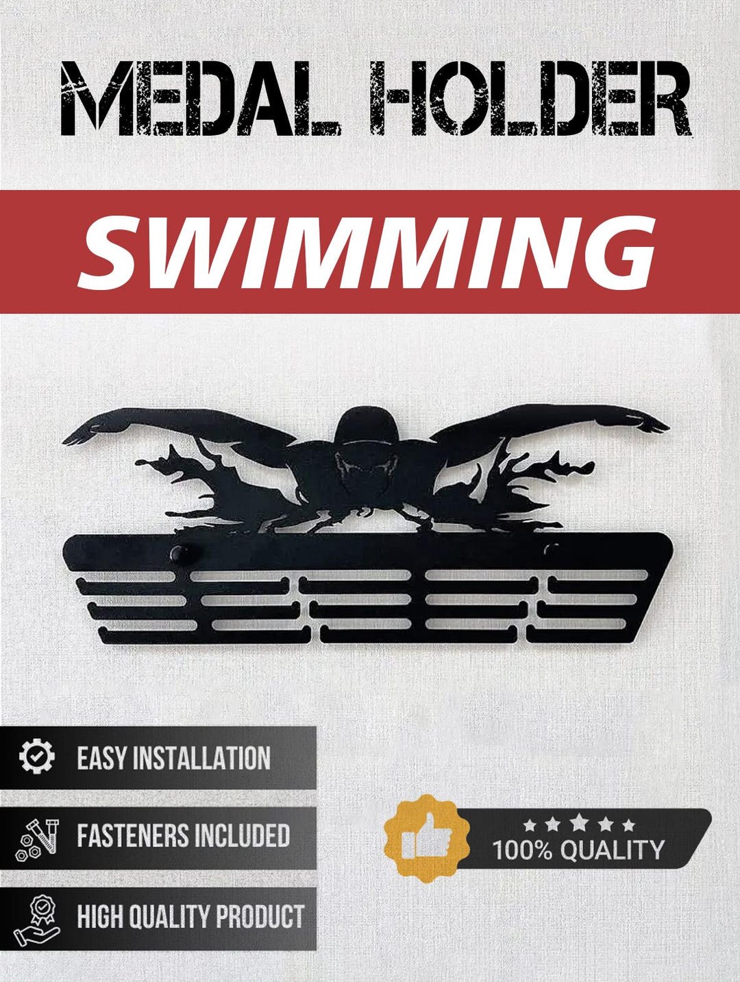 Medal Holder for Swimmer, Swimming Medal Hanger for Wall, Sports Awards ...