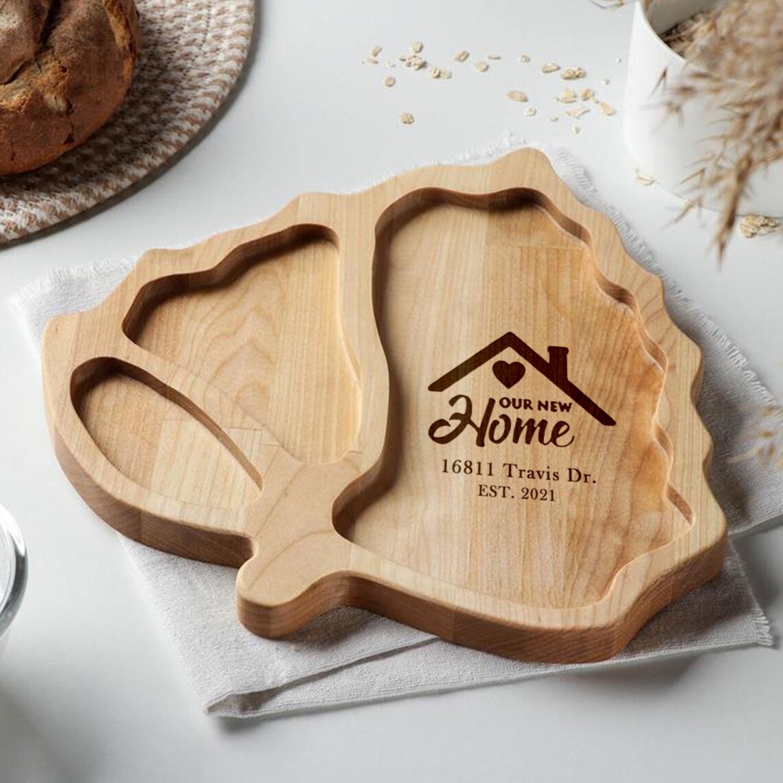 Leaf Shaped Appetizer Plate Prsonalized Nut and Fruit Wooden Tray ...