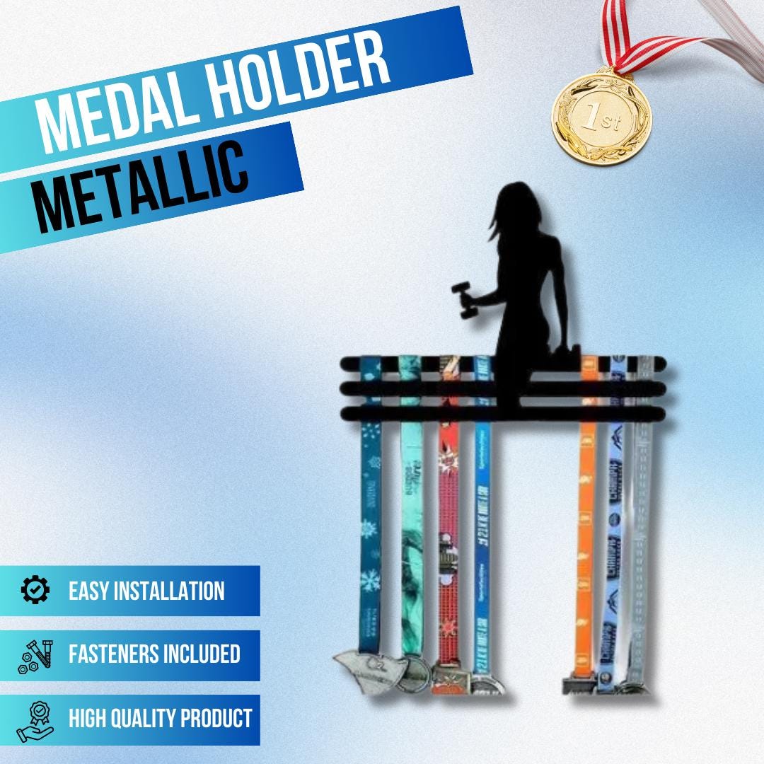 Fitness Medal Rack, Wall-mounted Medal Display for Women, Sports Award ...