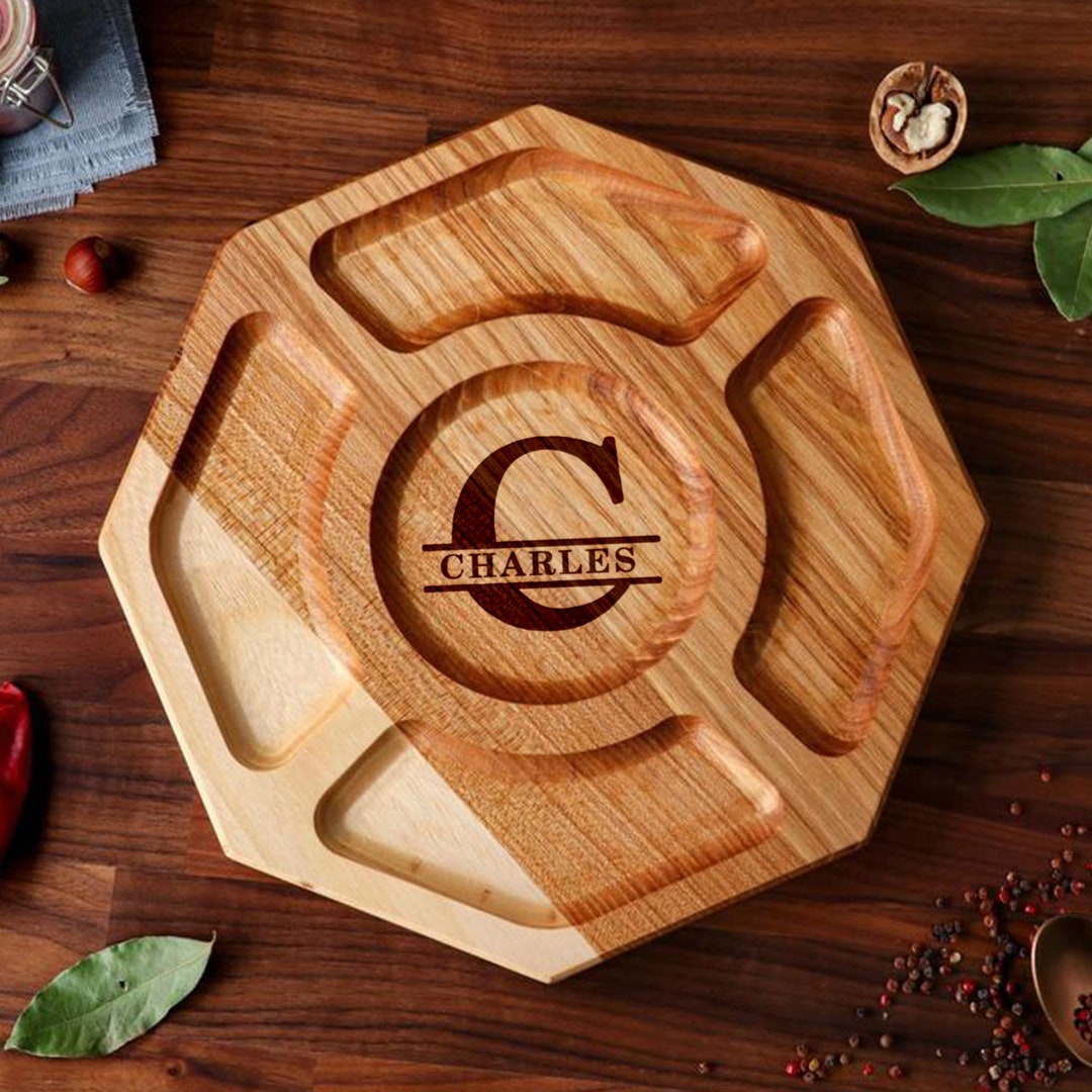 Personalized Wooden Serving Tray, Engraved Snack Platter With Name ...