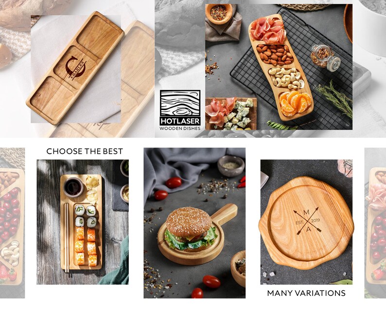 Custom Wooden Plate With Engraving, Snack Tray, Serving Plate With ...