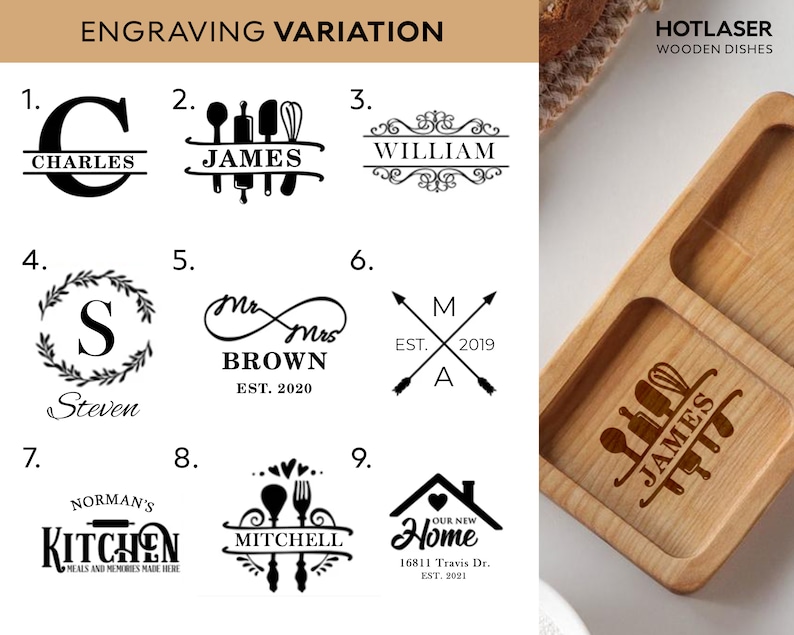Snack Sectional Plate, Wooden Divided Dish, Serving Compartment Platter ...