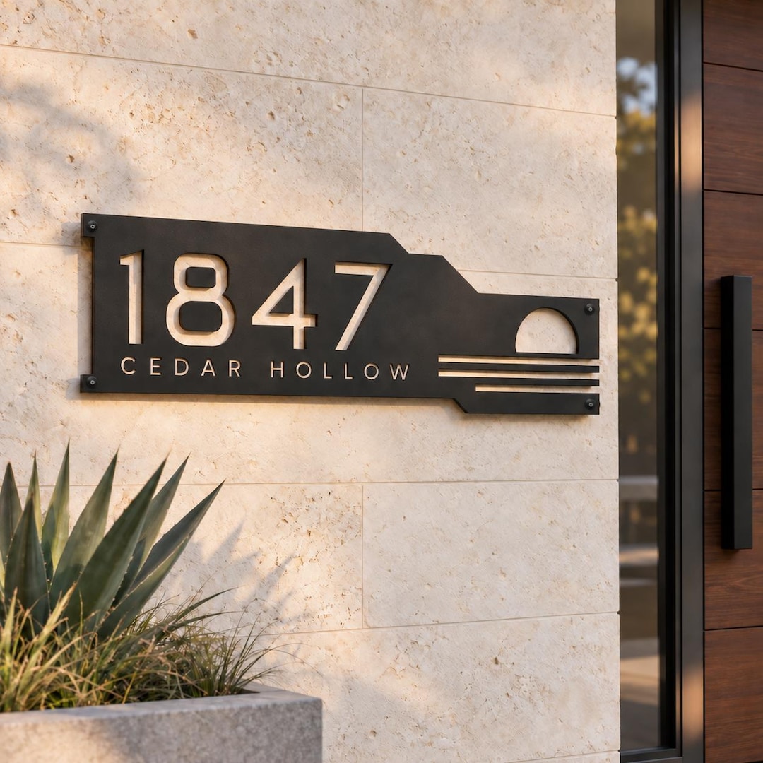 Custom Metal Address Sign, Modern House Numbers, Personalized Home ...