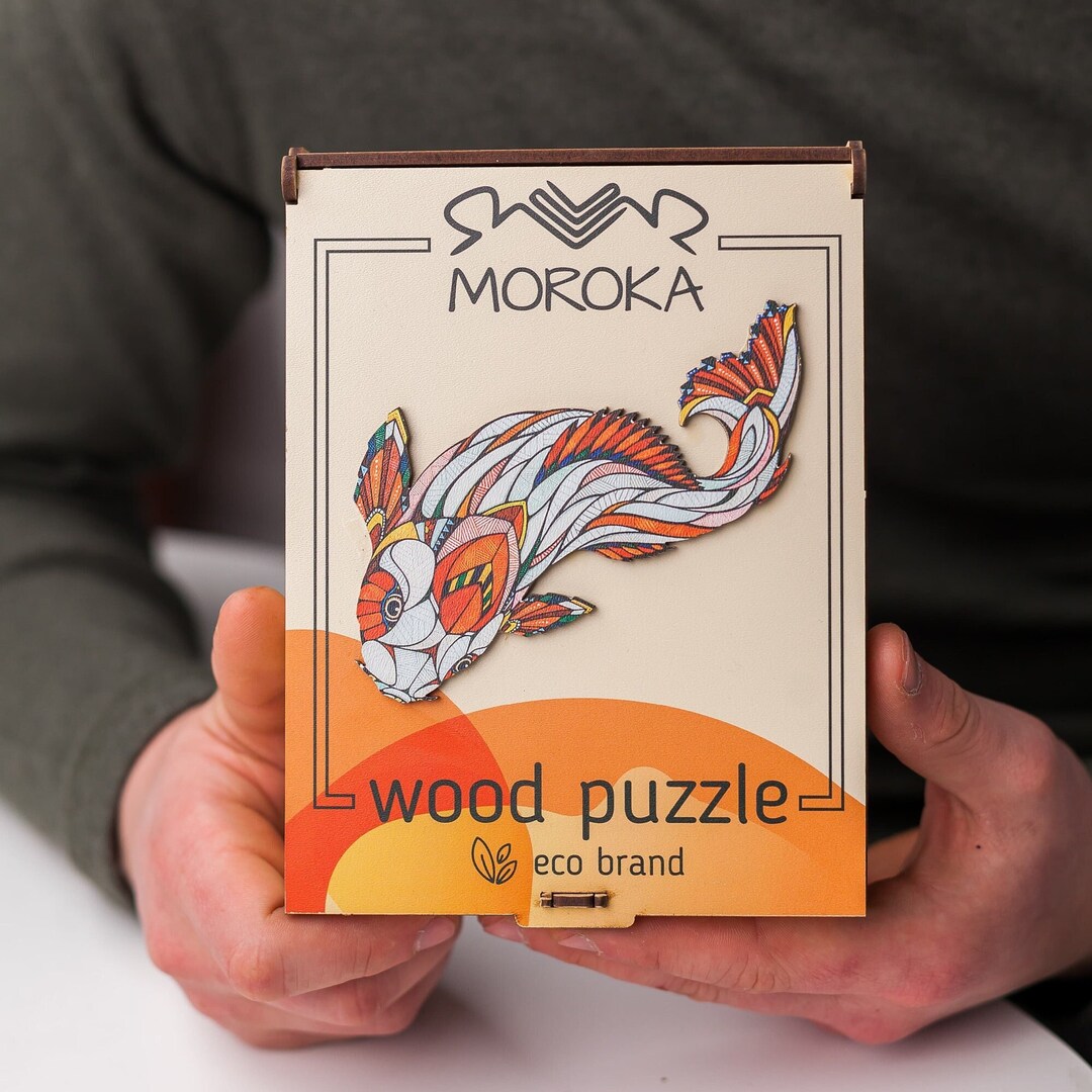 Fish Jigsaw Puzzle, Gold Fish, Animal Puzzle in Box, Adult Wooden ...