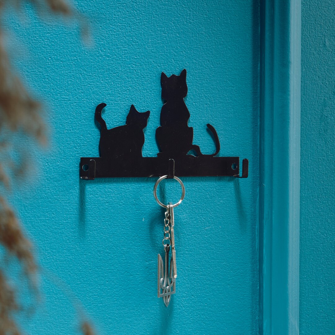 Cats Key Holder Wall Decoration, Custom Coat Rack, Wall Key Organizer ...