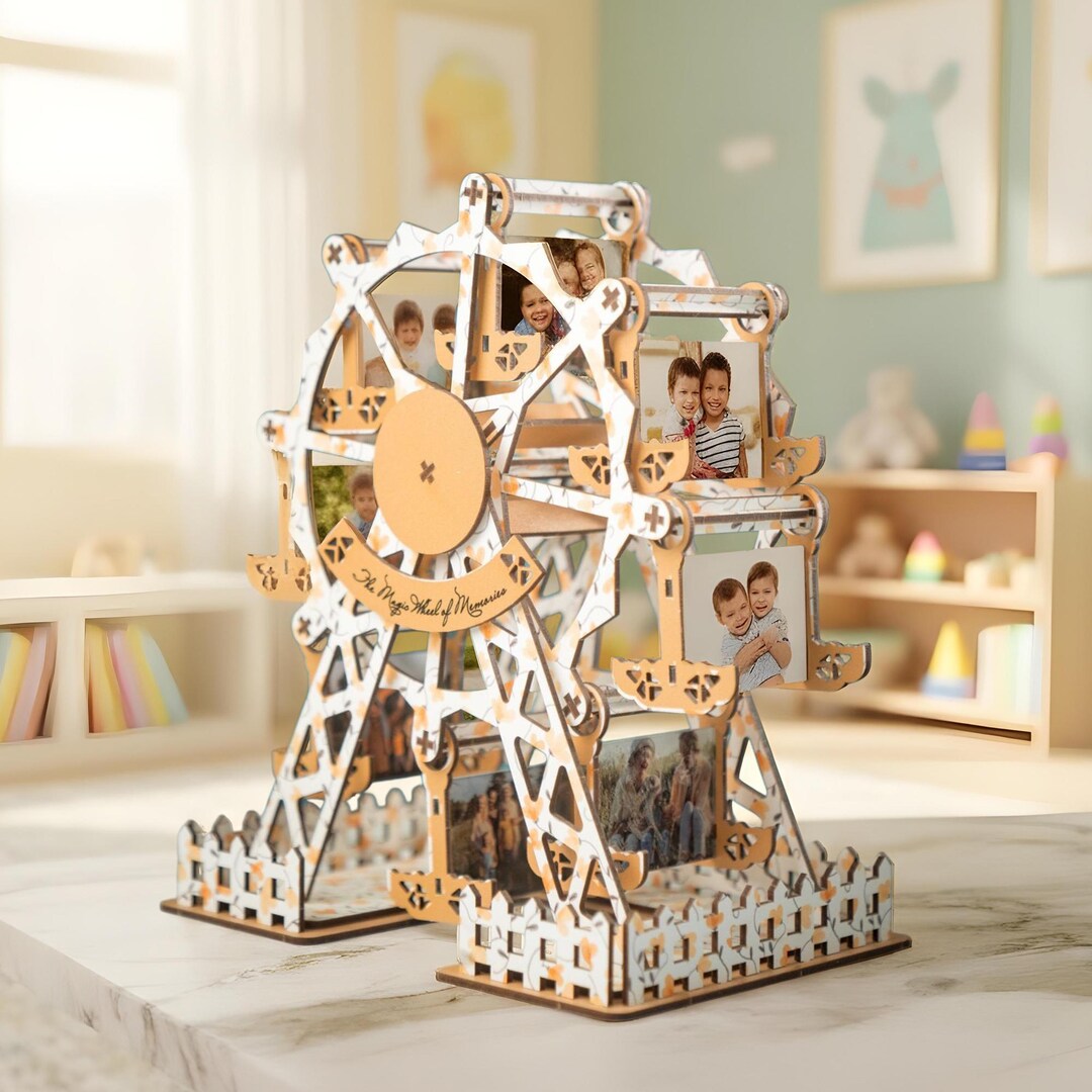 Wooden Photo Carousel, Personalized Ferris Wheel Photo Frame, Custom ...
