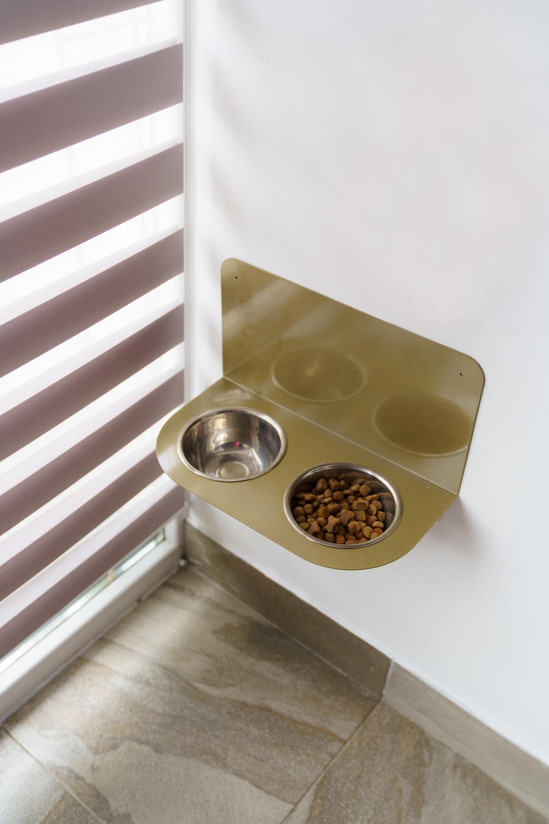 Wall Mounted Personalized Dog Feeder Stand, Metal Pet Food Station ...