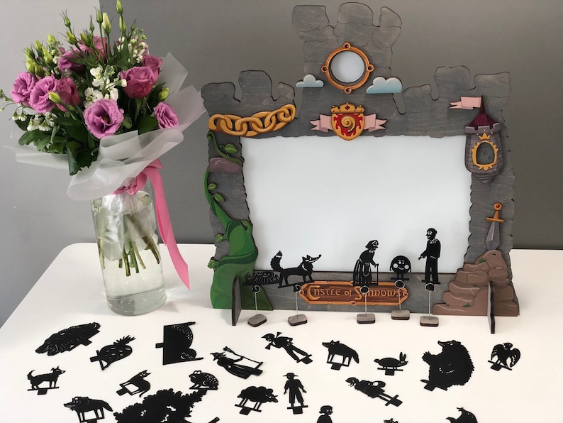 Shadow Puppet Theater Set, Storytelling Toy for Kids, Fairy Tale Role ...
