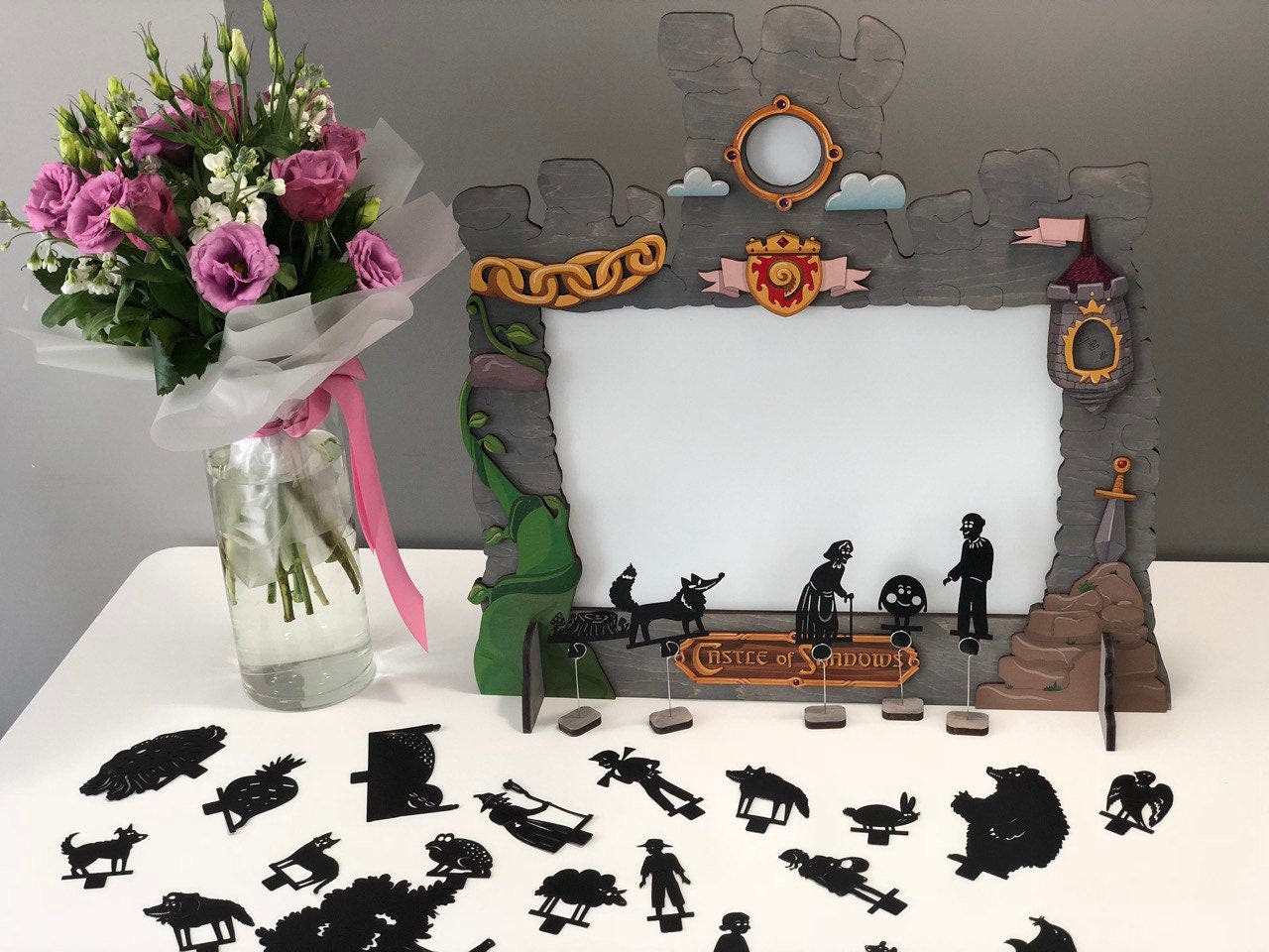 Shadow Puppet Theater Set, Storytelling Toy for Kids, Fairy Tale Role ...