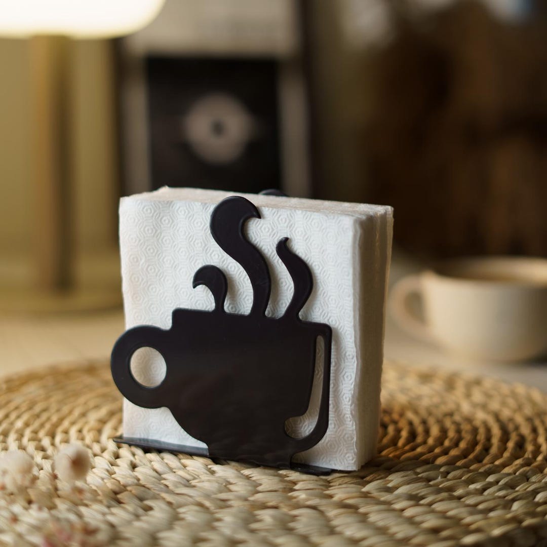 Personalized Napkin Storage, Black Napkin Holder Set, Cafe Napkin Stand ...