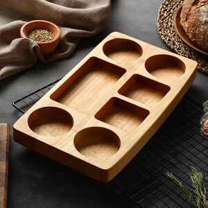 Snack Sectional Plate, Wooden Divided Dish, Serving Compartment Platter ...