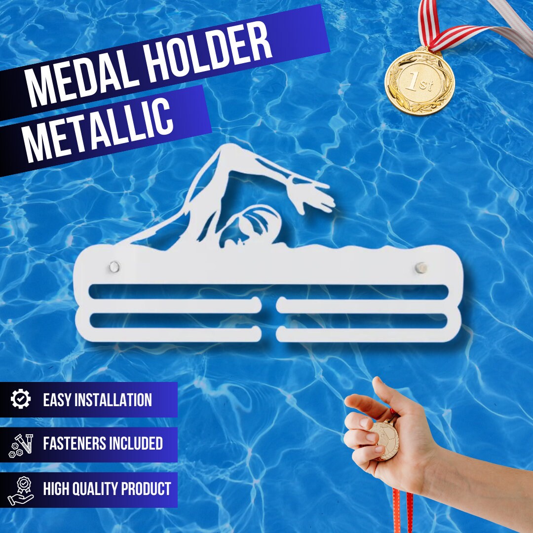 Personalized Swimming Medal Holder, Swimming Medal Display Rack, Wall ...
