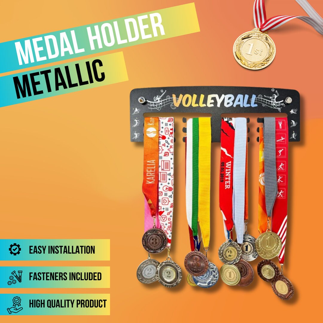 Metal Volleyball Medal Holder, Customizable Volleyball Award Display ...