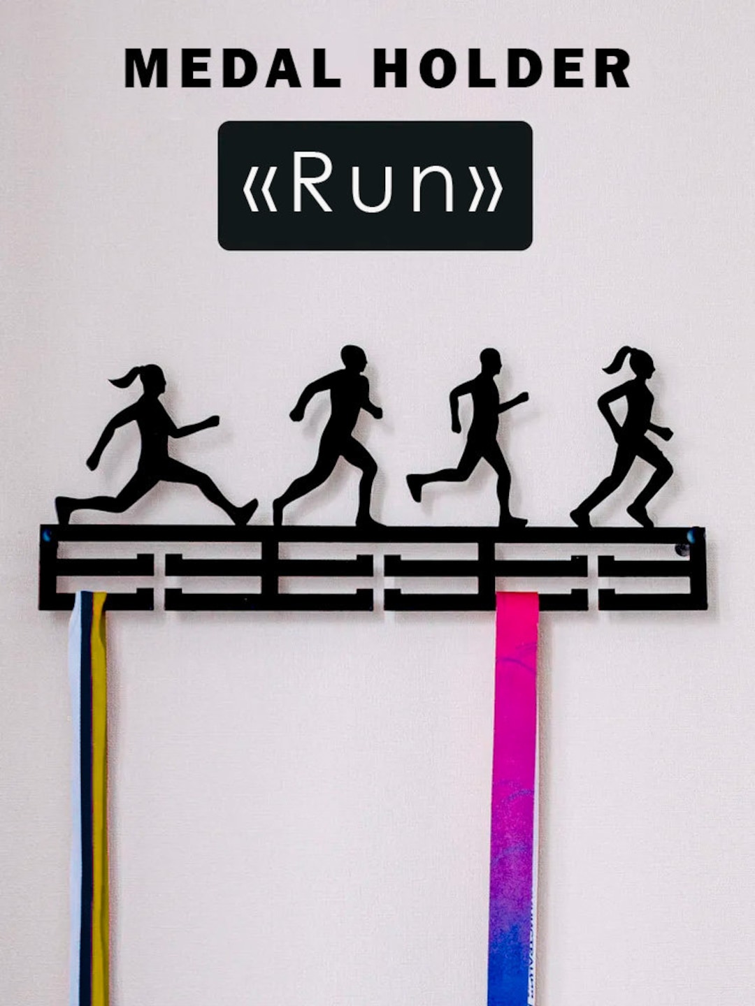 Run Jogging Cross Ribbon Display, Custom Metal Award Organizer, Running ...