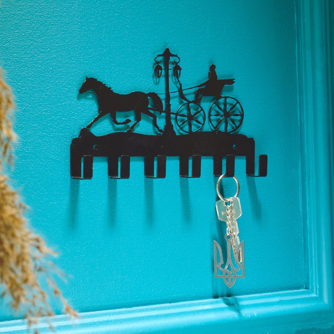 Wall Mounted Carriage Key Holder, Metal Key Organizer, Housewarming ...