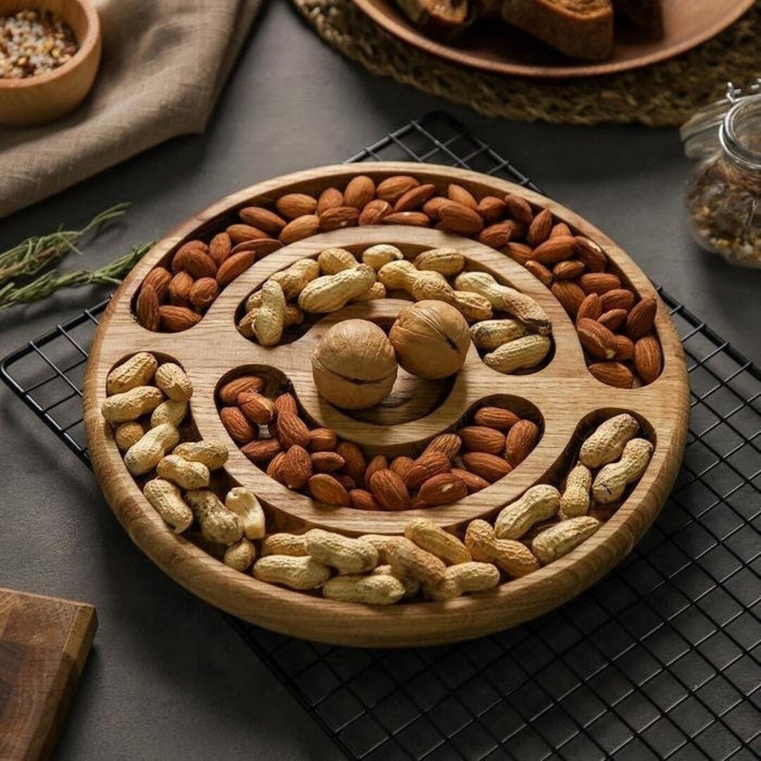 Custom Wooden Divided Serving Plate, Personalized Nut Snack Plate ...