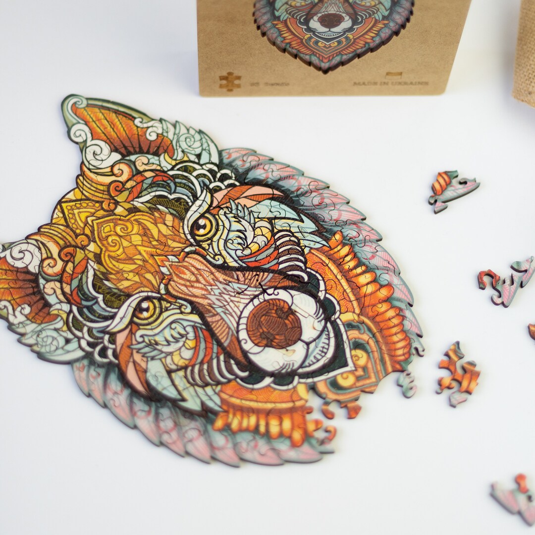 Wooden Wolf Puzzle, Educational Kids Gift, Animal Puzzle, Wildlife ...